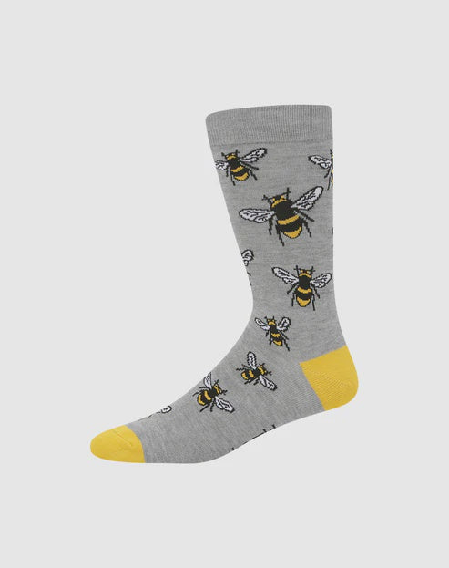 Bumble Bee Bamboo Sock - Men's - Grey – Melita Honey Farm